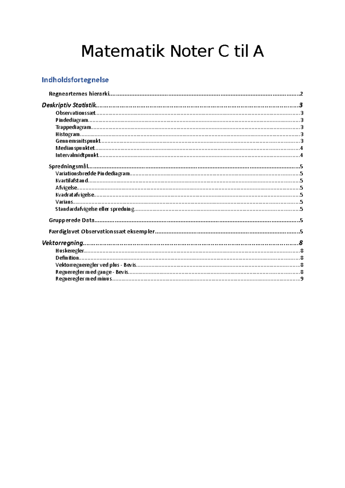 Matematika Nota - Matematik Noter C til A Regnearternes - Studocu