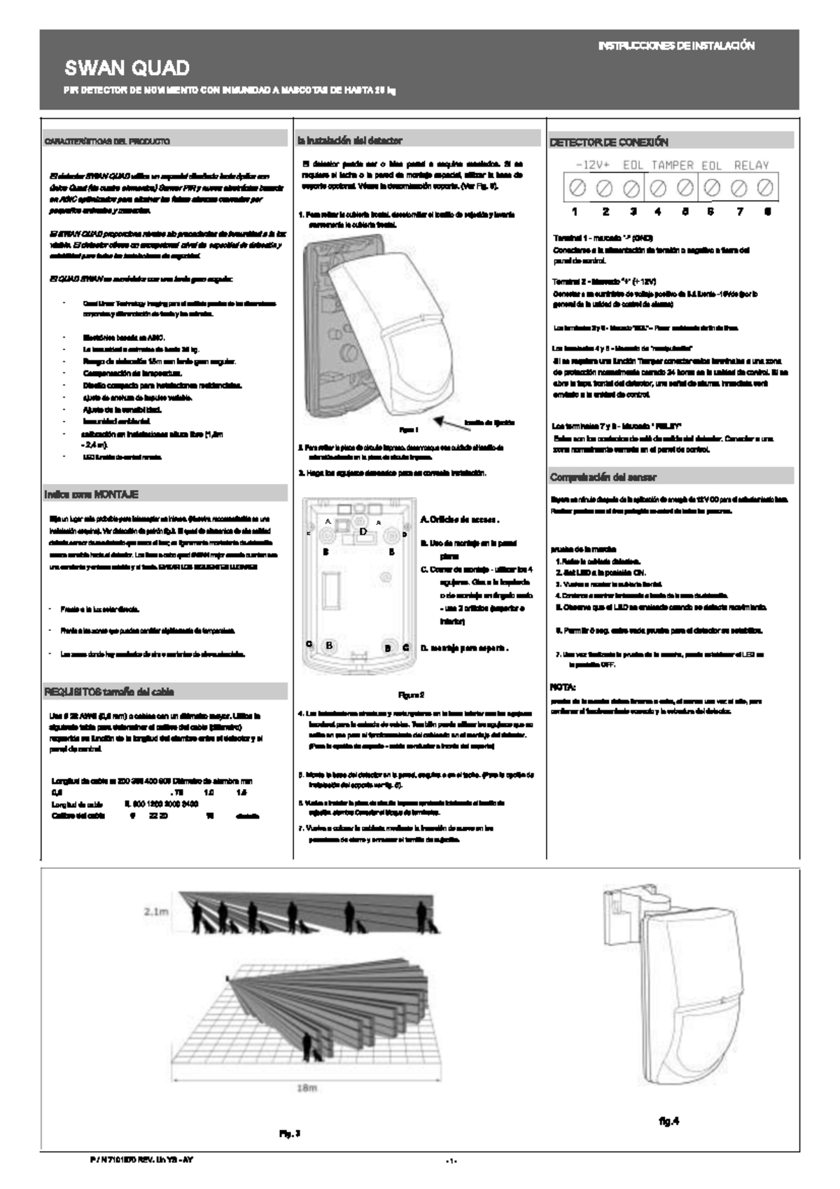 SWAN QUAD - Sensor wsan - INSTRUCCIONES DE INSTALACIÓN SWAN QUAD PIR ...
