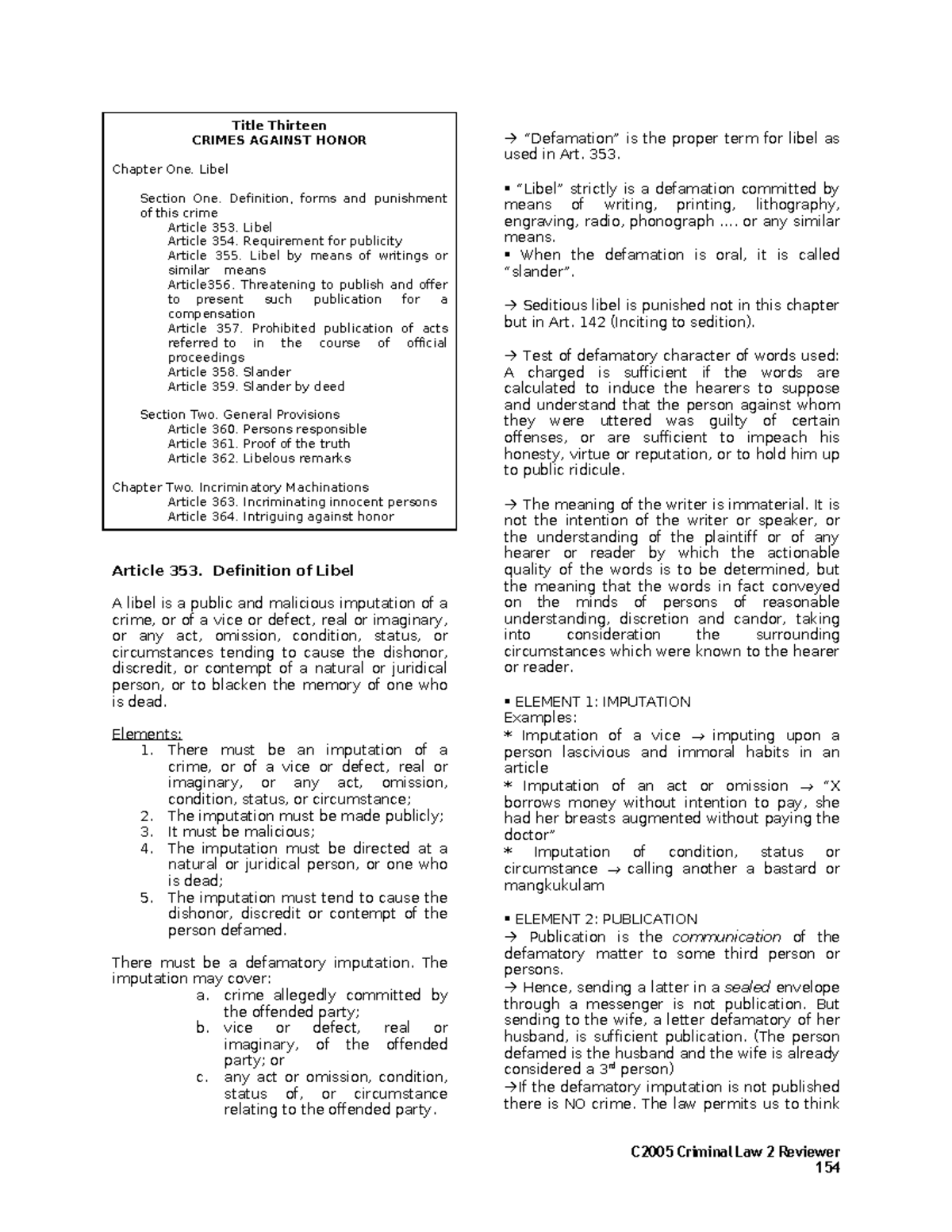 57804175 Title 13 Honor - Title Thirteen CRIMES AGAINST HONOR Chapter ...