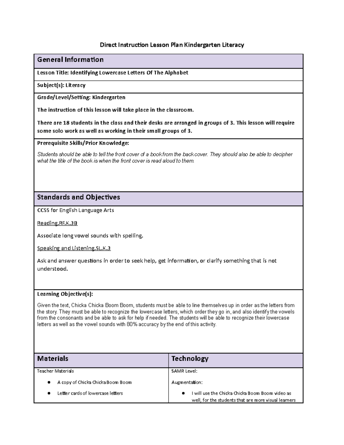 Intro To Curriculum Instruction and Assessment Task 2 - Direct ...
