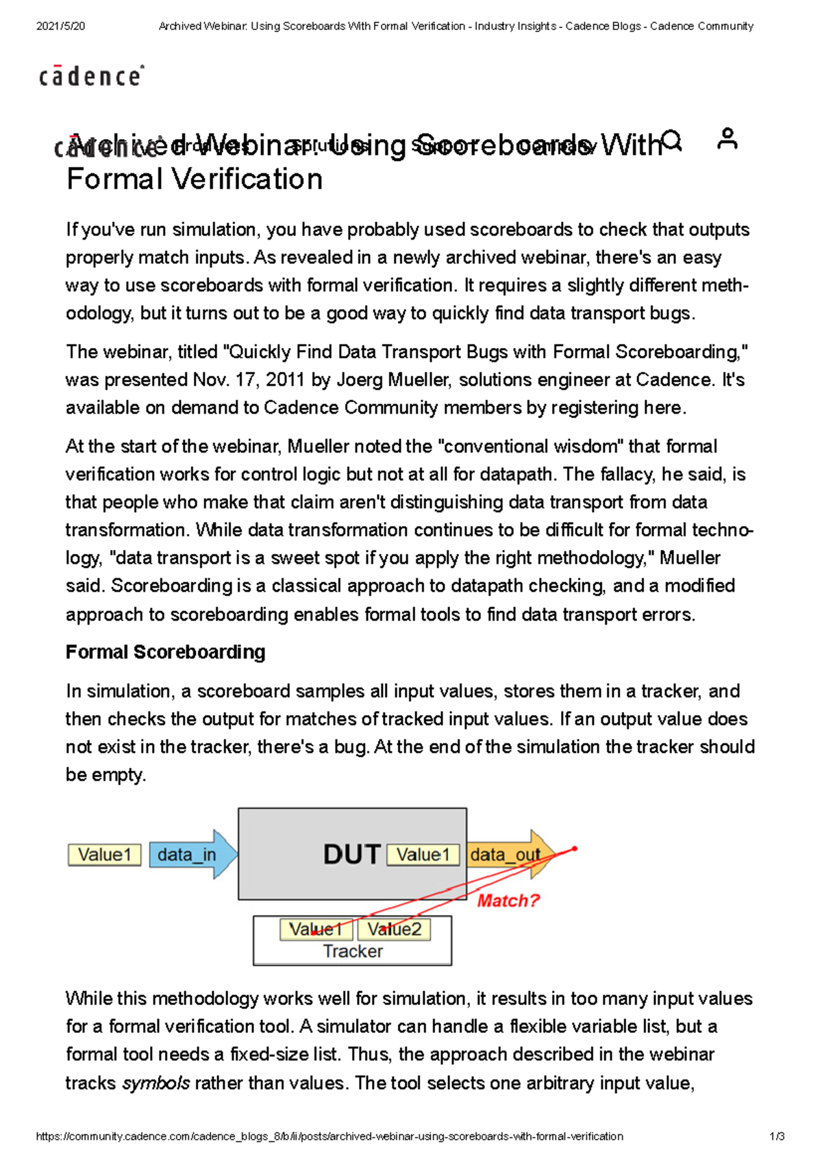 Archived Webinar Using Scoreboards With Formal Verification - Industry ...