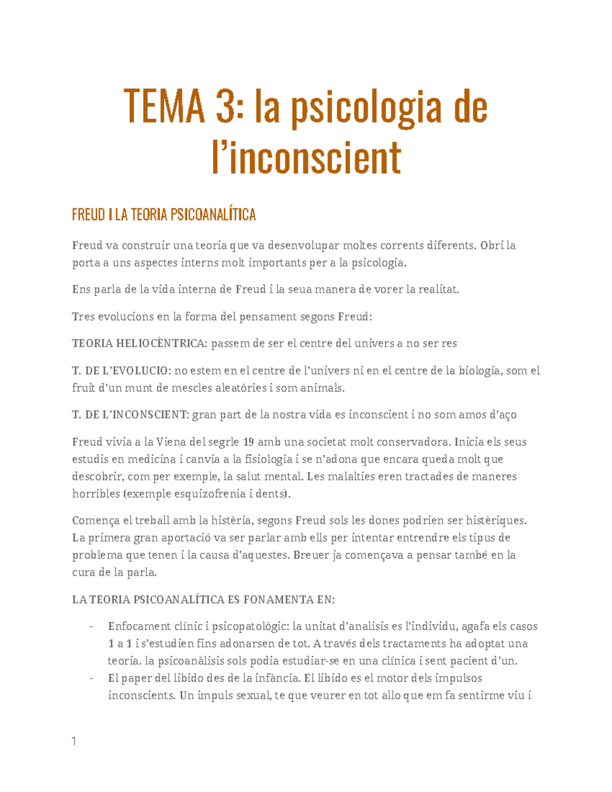 TEMA 3 LA Psicologia DE L' Inconscient - TEMA 3: la psicologia de l ...