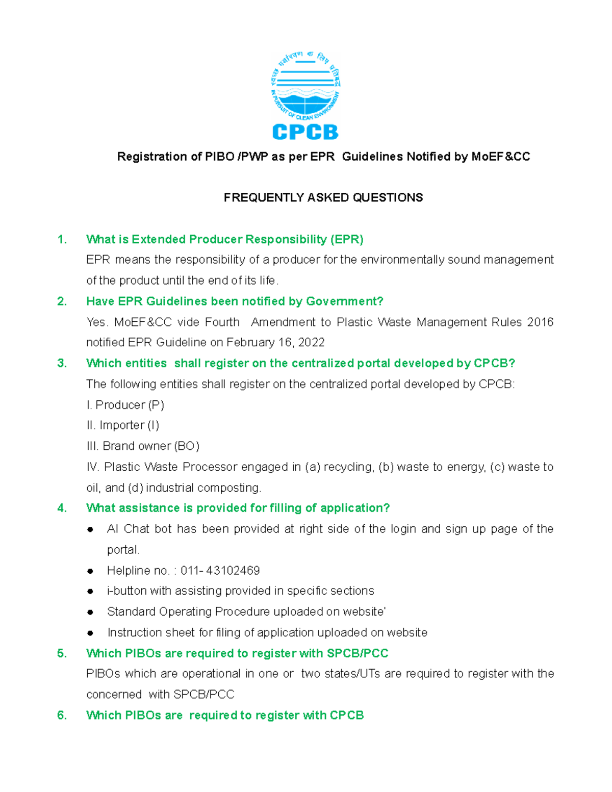 FAQs - Nothing - Registration of PIBO /PWP as per EPR Guidelines ...