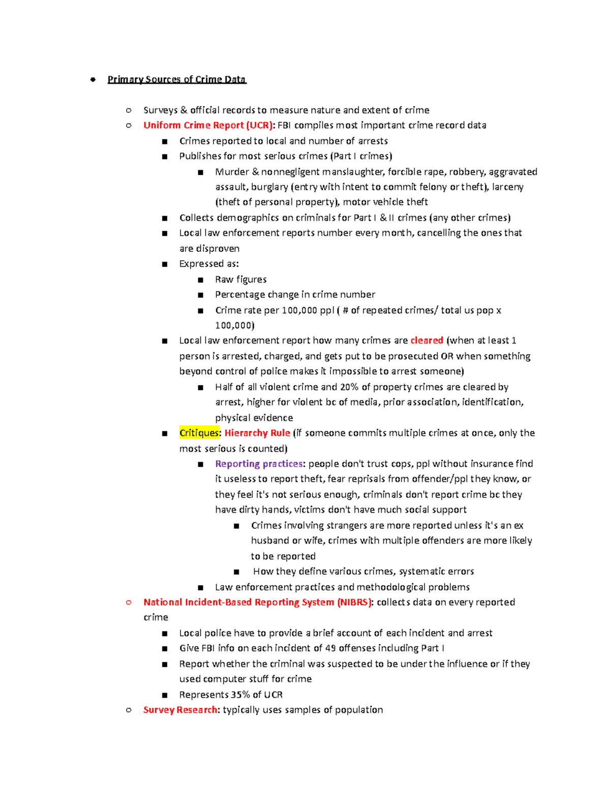 The Nature and Extent of Crime - Primary Sources of Crime Data Surveys ...