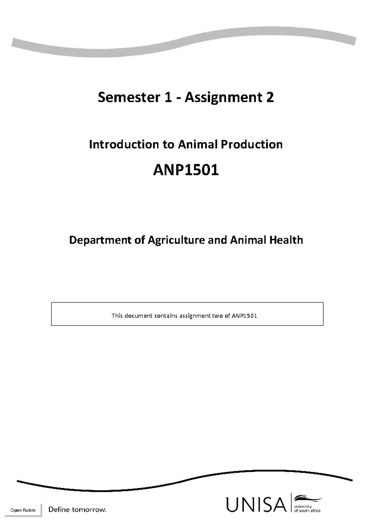 ANP1501 24 S1 AS2 - ass2 - Semester 1 - Assignment 2 Introduction to ...