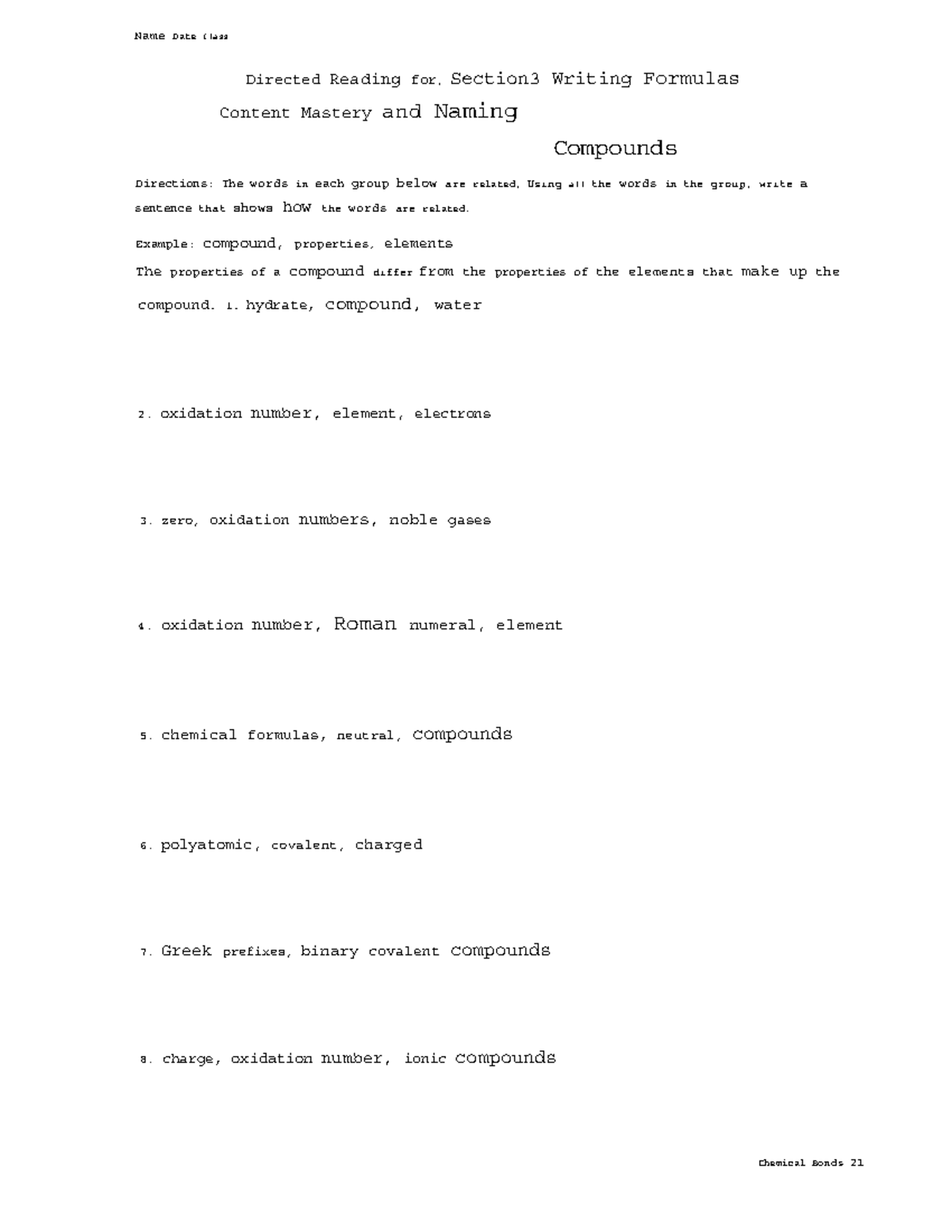 Marvin- PS Chemical Bonding study guide - Name Date Class Directed ...