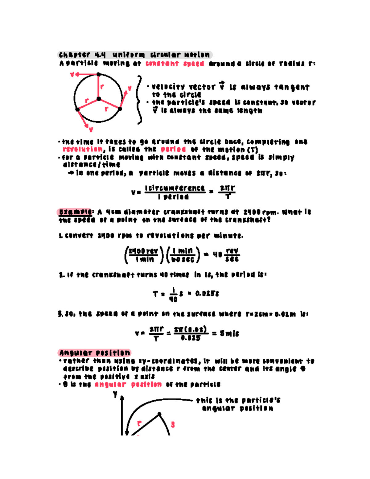 Physics Full Semester Lecture Notes - Chapter 4 uniform circular motion ...