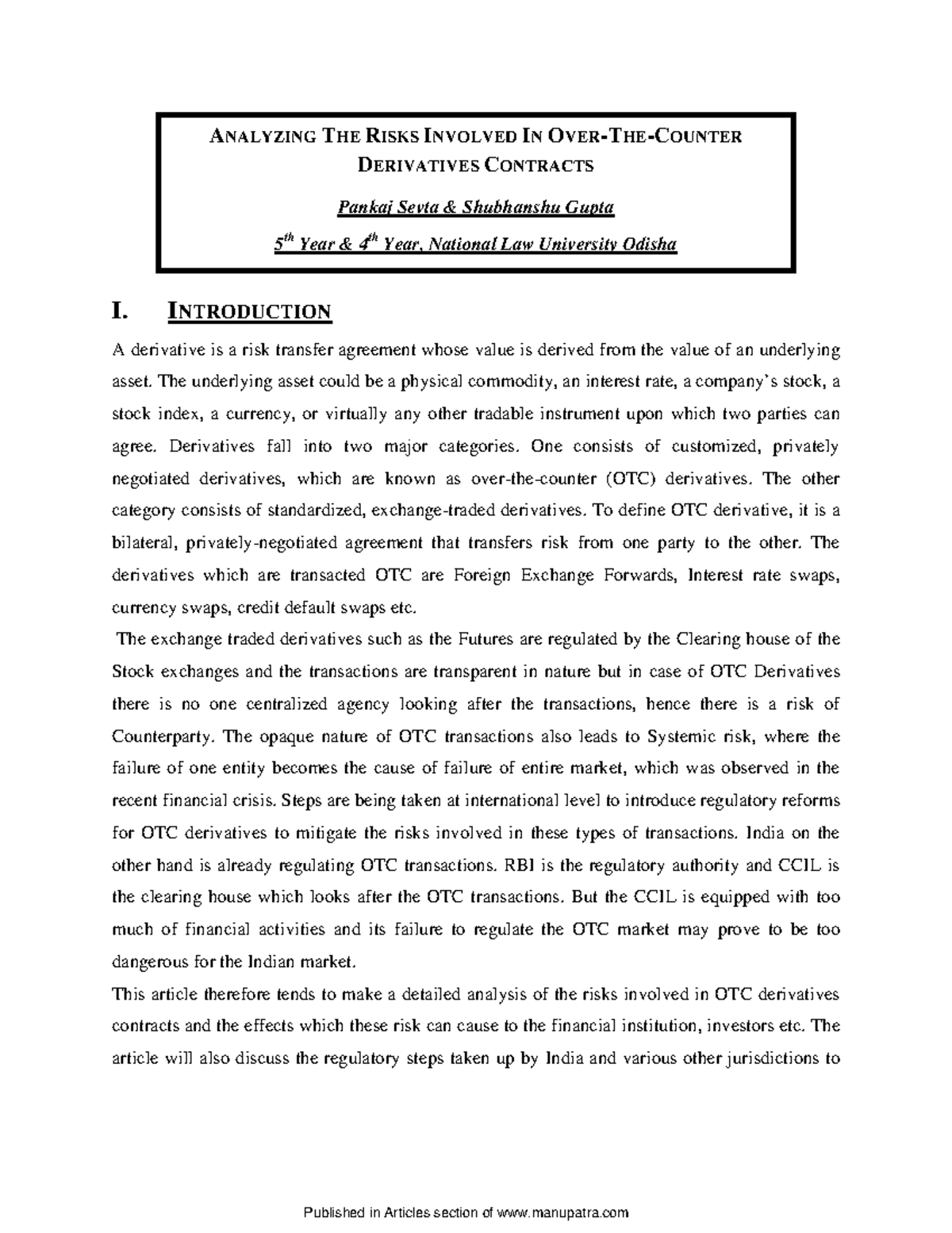 CE93A085 ABF9 4E47 817A CF82AAF5F15E - I. INTRODUCTION A derivative is ...