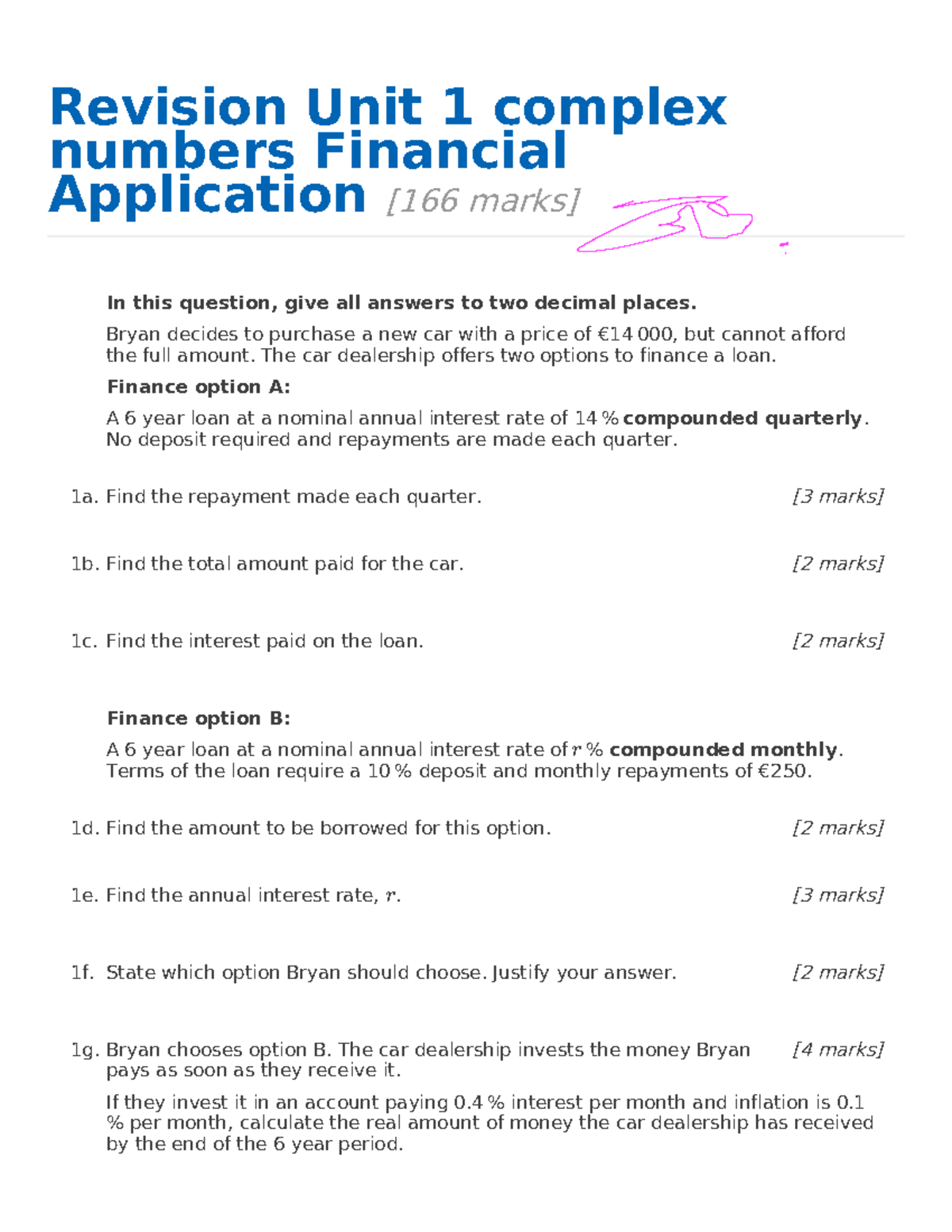 Financial maths complex Revision - Revision Unit 1 complex numbers ...