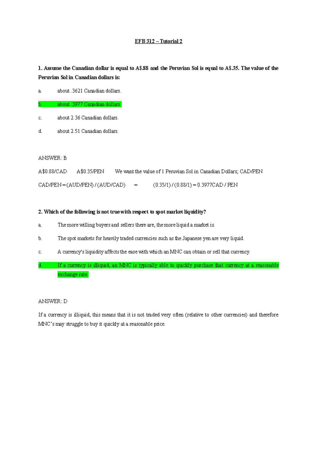 Tutorial 2 - 2020 S2 - Answers - EFB312 - QUT - Studocu