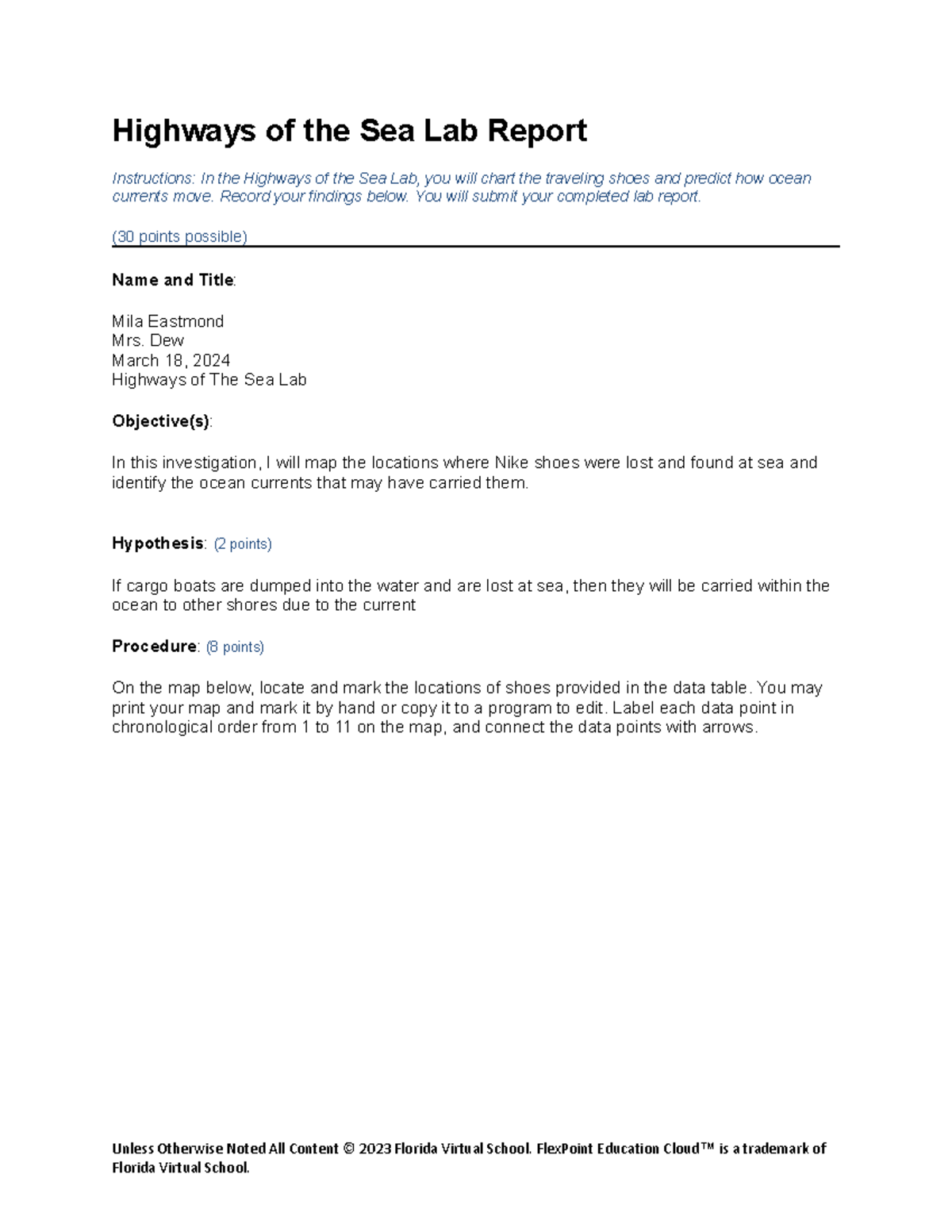 3.05 Highway Lab Report - Highways of the Sea Lab Report Instructions ...