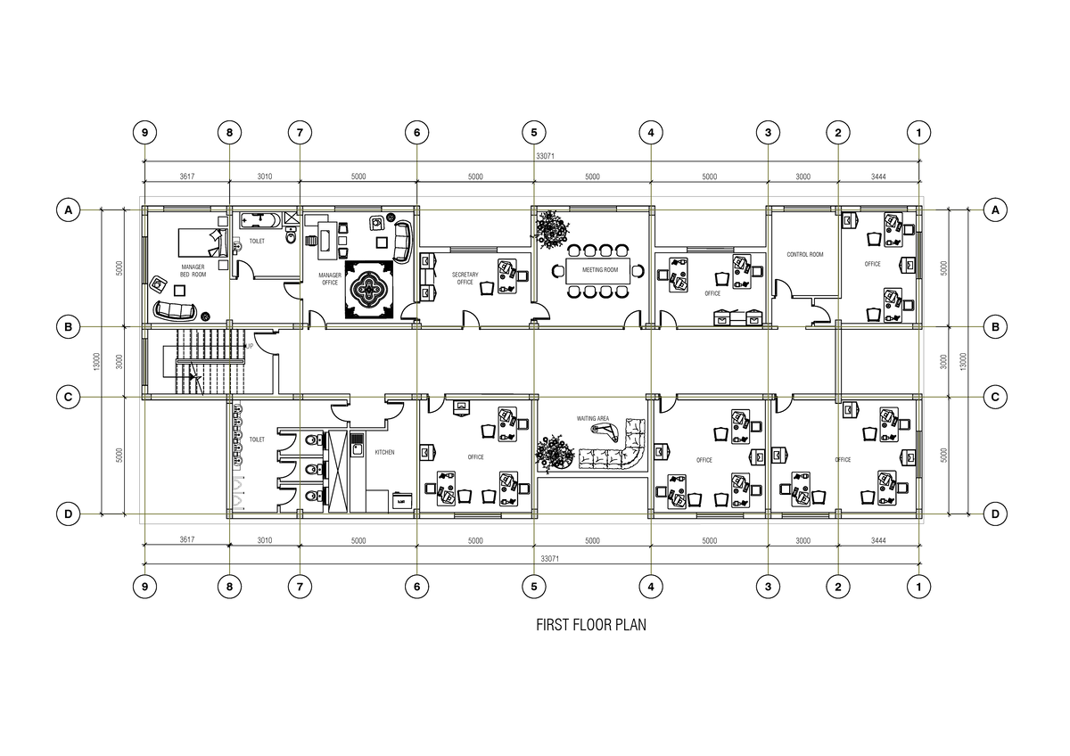 595627014 Admin Building First Floor Plan - UP B 1 2 3 4 5 6 7 8 9 D C ...