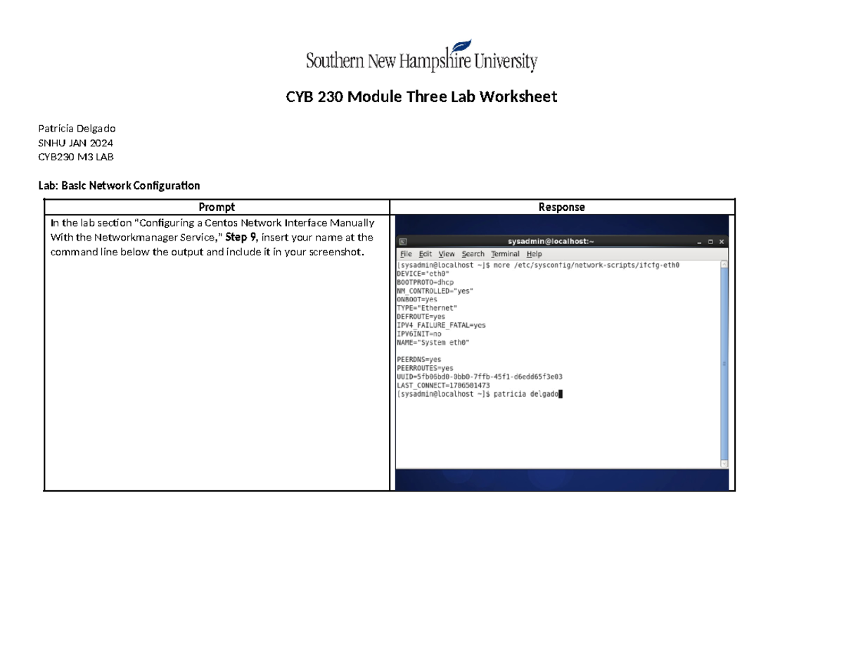 CYB230 M3 LAB Patricia Delgado - CYB 230 Module Three Lab Worksheet ...