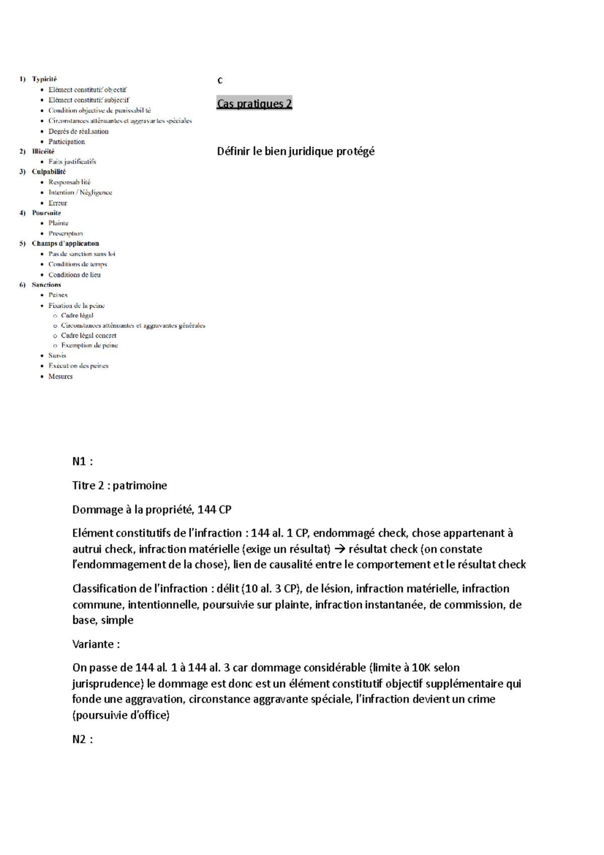 Dp cas pratiques - c Cas pratiques 2 Définir le bien juridique protégé ...