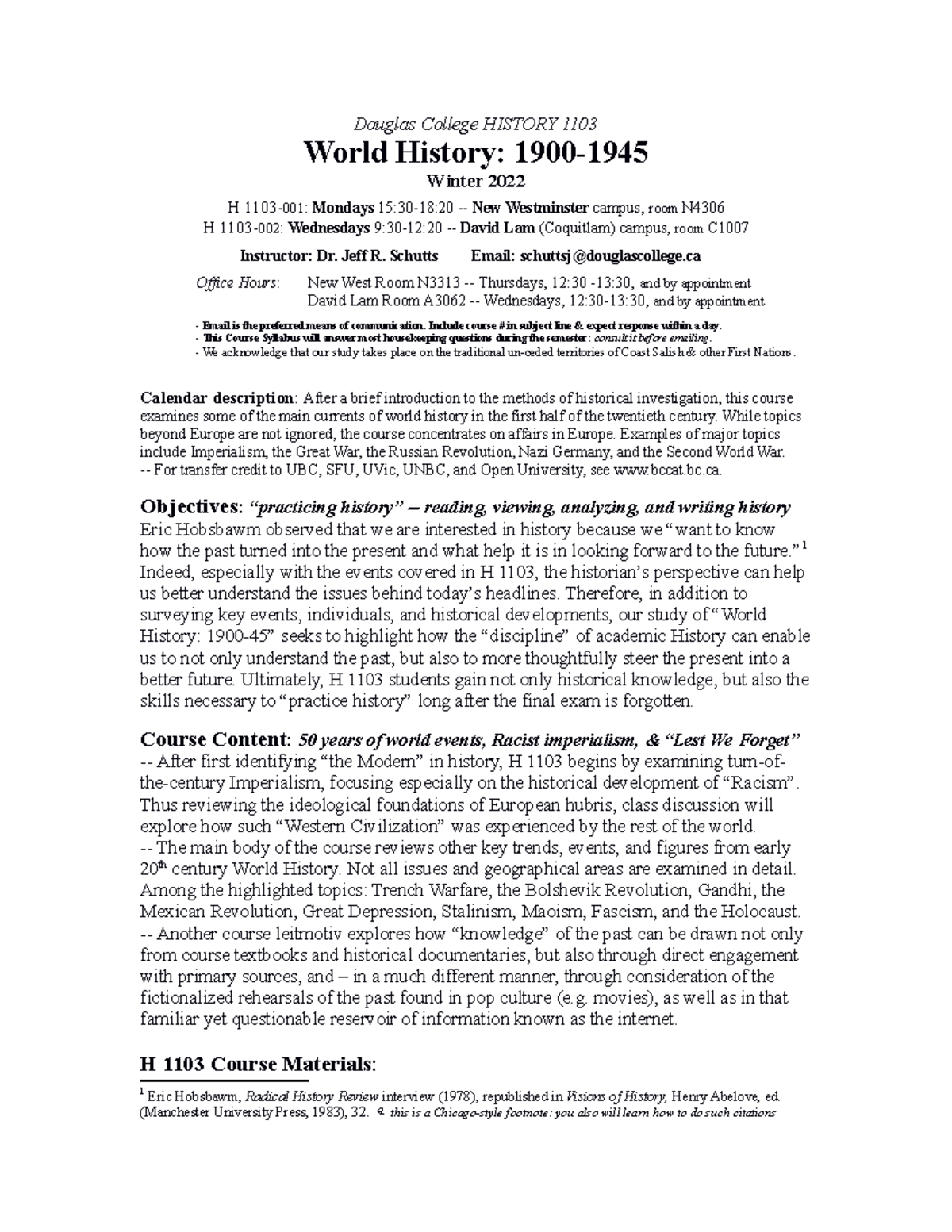 H 1103 W22 - World War 2 essay - Douglas College HISTORY 1103 World ...