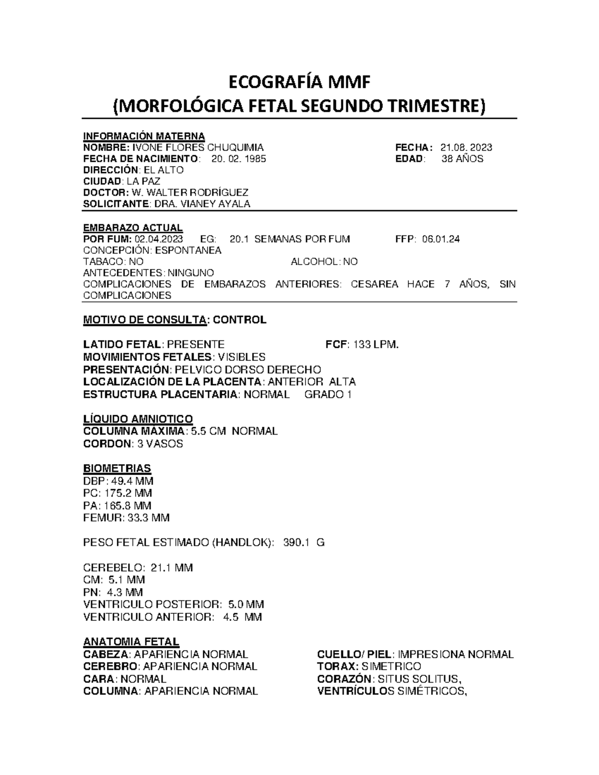 ECO Estrucutral - DATOS GENERALES - ECOGRAFÕA MMF (MORFOL”GICA FETAL ...