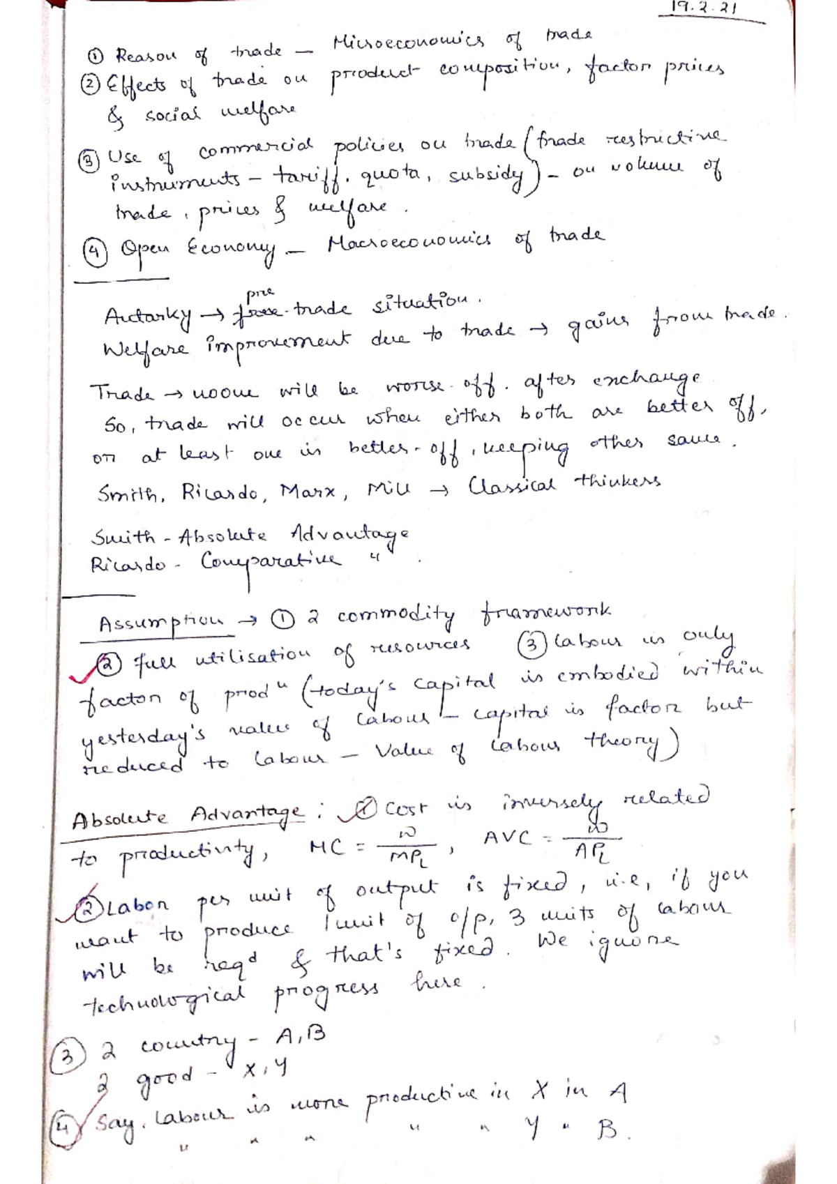 Trade Class Notes - Ranjan Nag - Economics - Calcutta University - Studocu