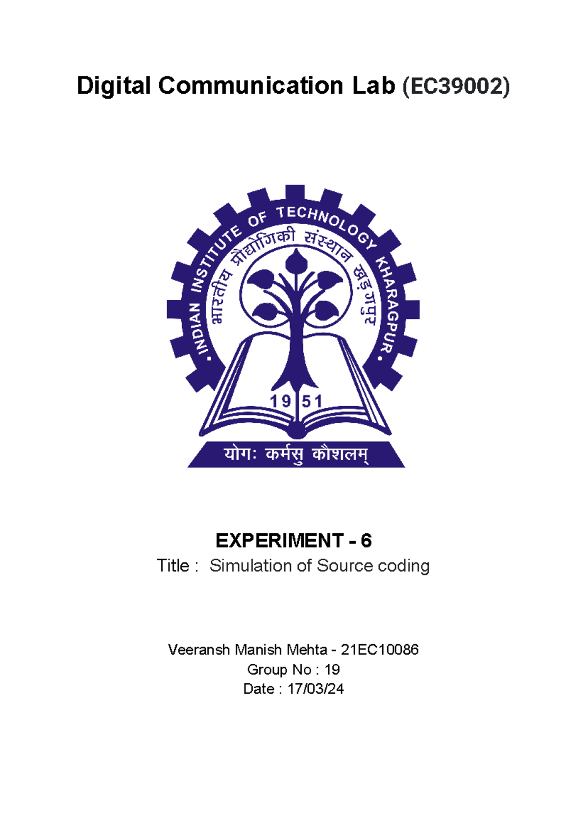 Exp6 - Huffman Encoding decoding matlab - Digital Communication Lab ...