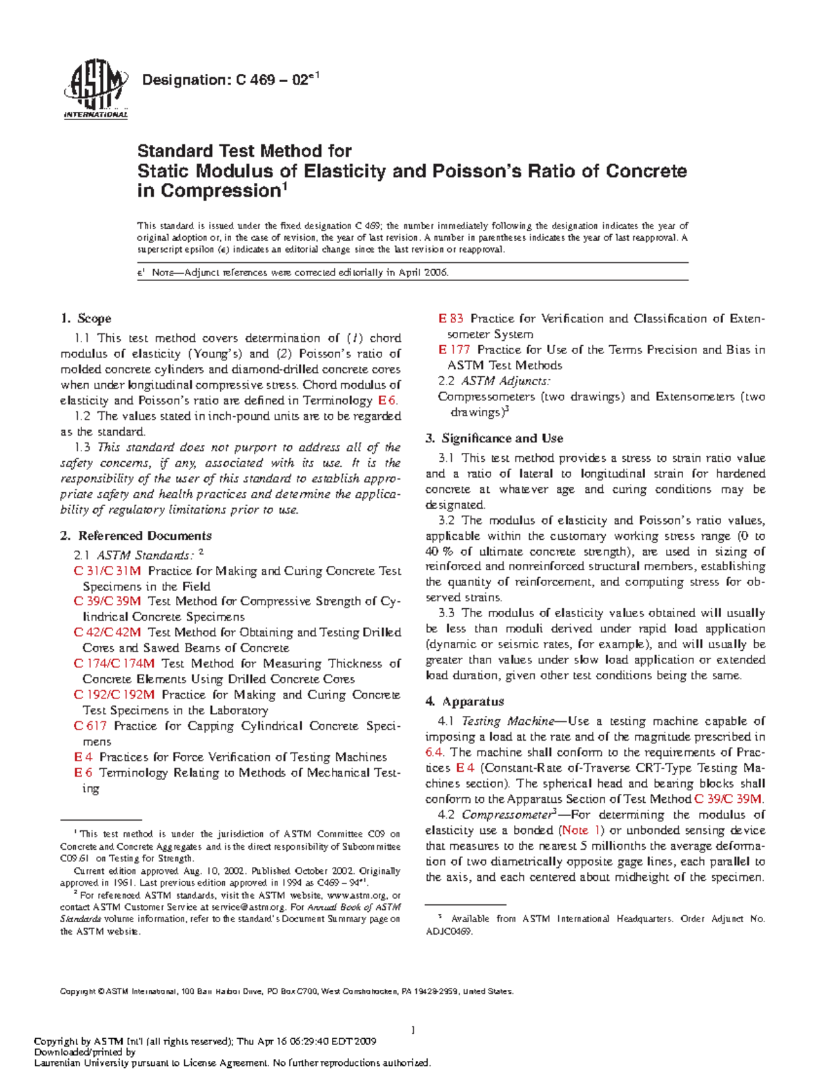 ASTM C469-02 - astm civil - Designation: C 469 – 02e 1 Standard Test ...