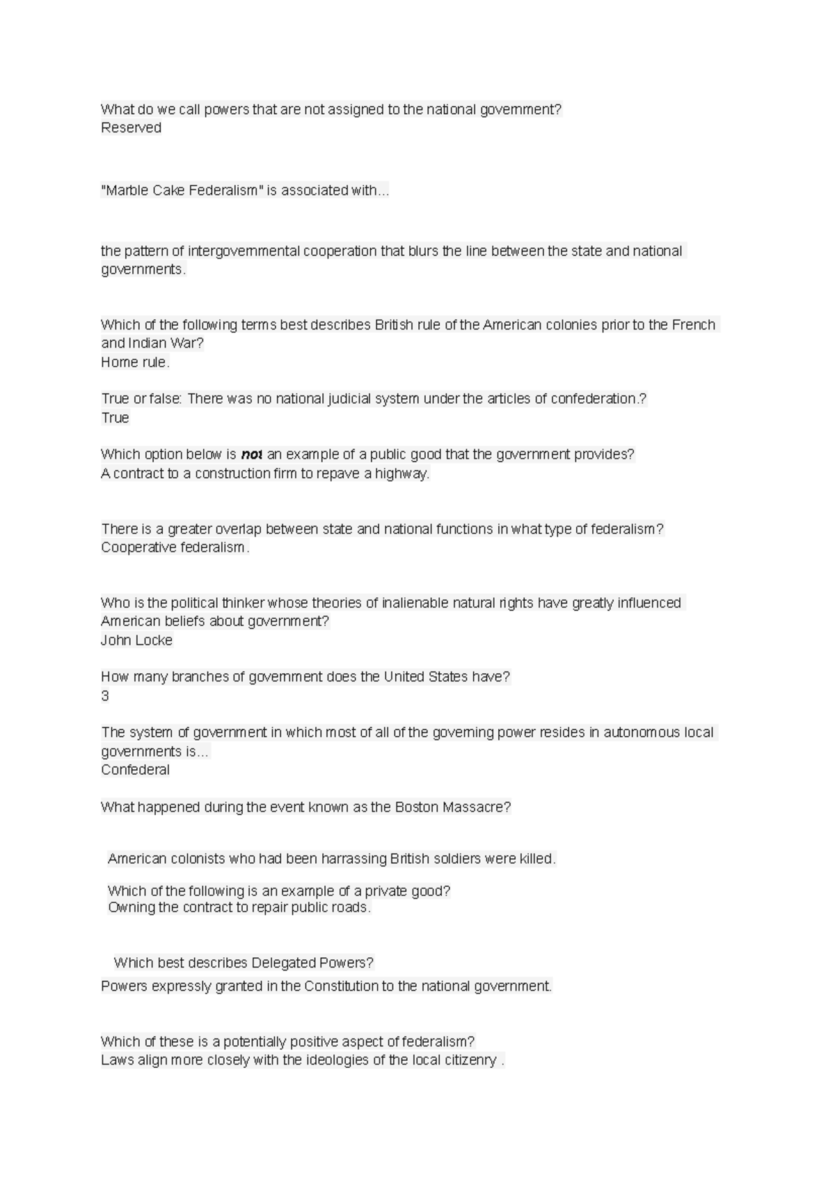 POL 102 Final Review Sheet - What do we call powers that are not ...