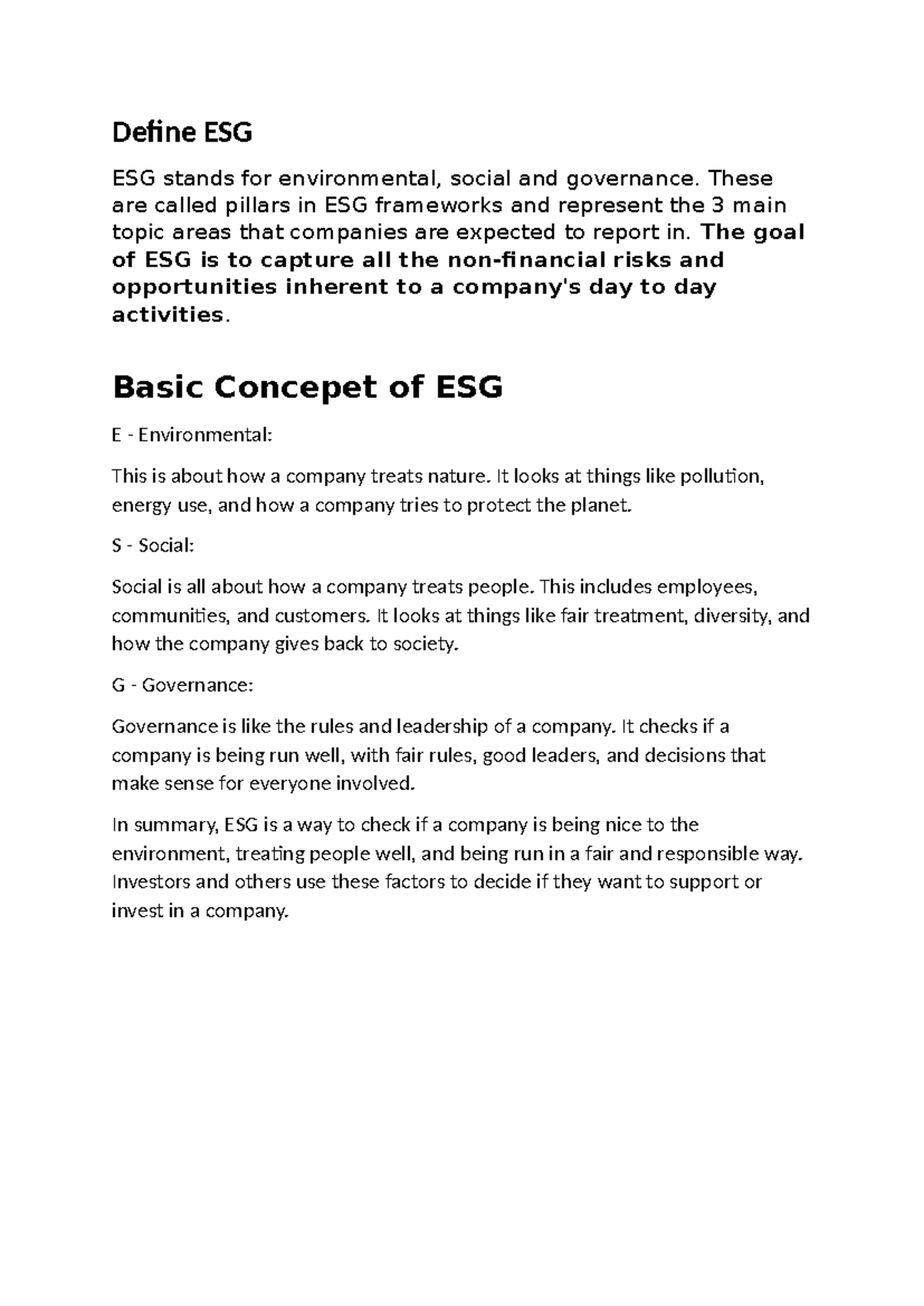ESG notes - ..ASFDGiU - Define ESG ESG stands for environmental, social ...