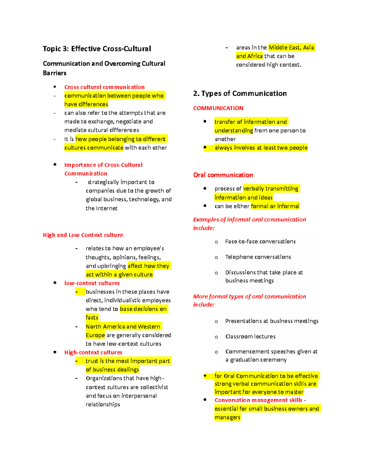 Multicultural Notes - Topic 3: Effective Cross-Cultural Communication ...