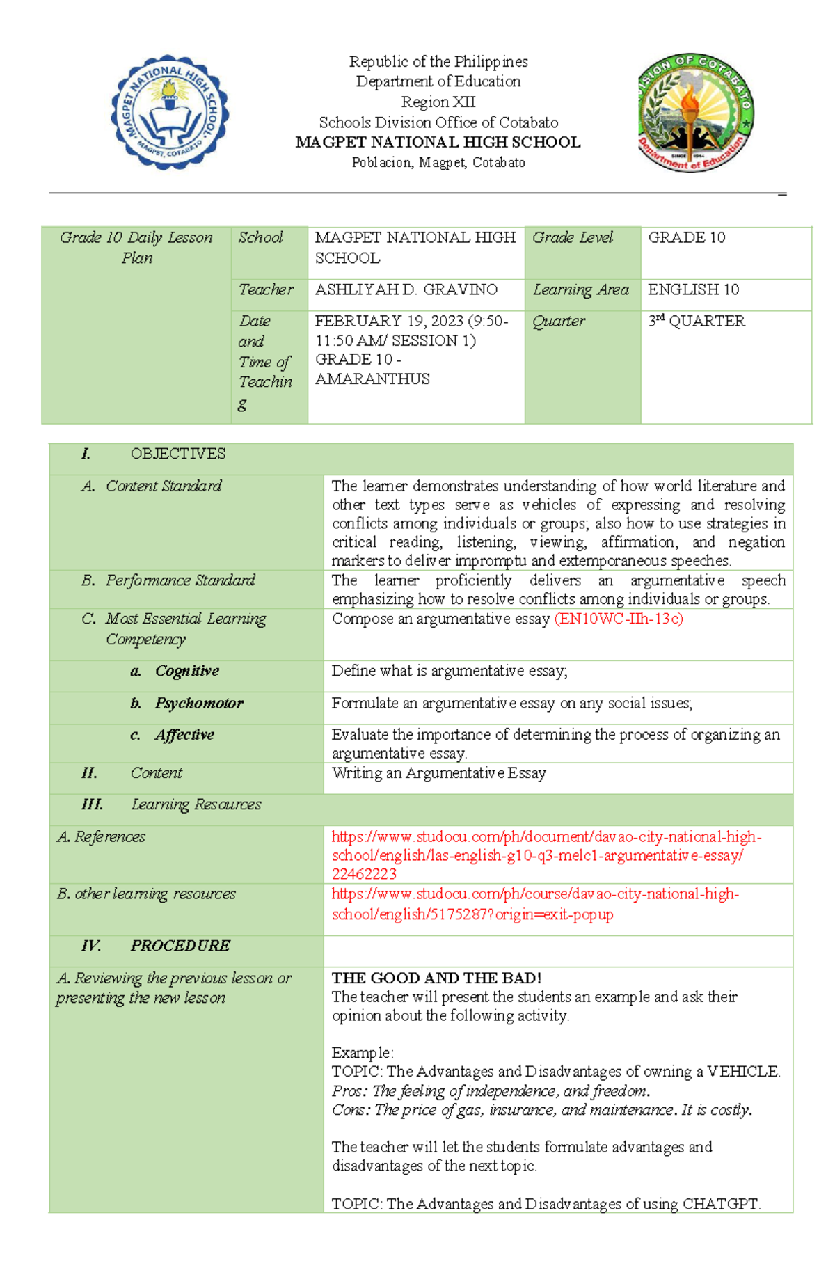 Robotics 10 Module 1 - Submitting to comply - _ Grade 10 Daily Lesson ...