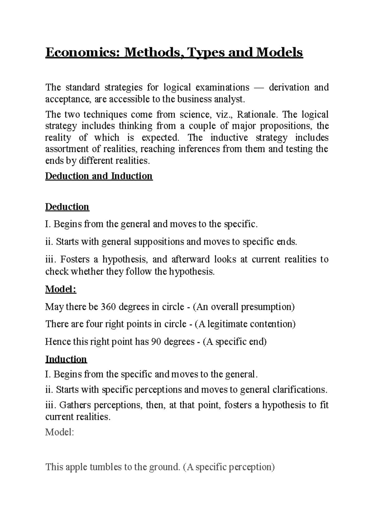 Economics Methods, Types and Models - The two techniques come from science, viz., Rationale. The ...