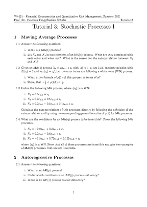 W4451 - Tutorial 9 - Sommersemester - W4451 - Financial Econometrics ...