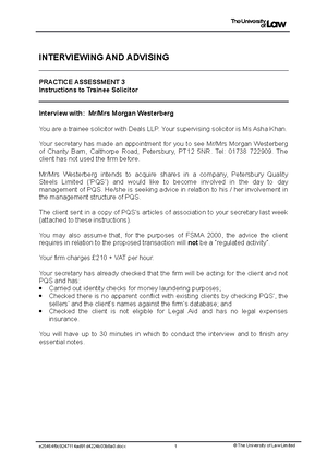 Trainee instructions - Interviewing and advising - INTERVIEWING AND ...