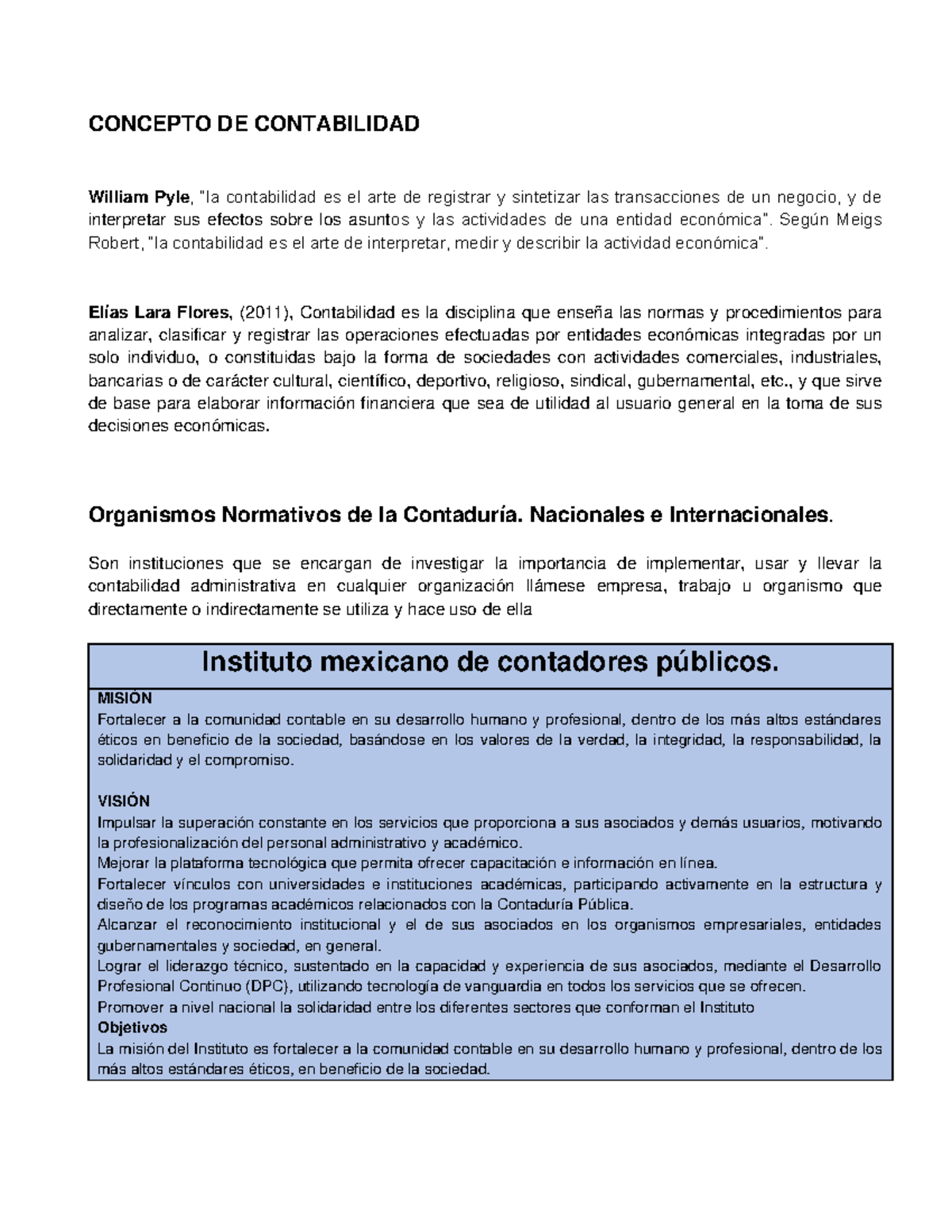 Contabilidad 2 - tarea - CONCEPTO DE CONTABILIDAD William Pyle