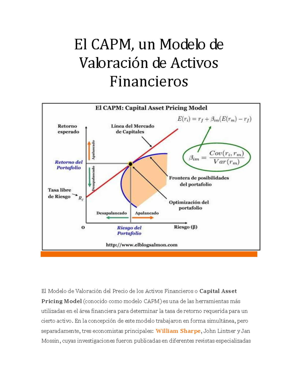 El-CAPM - Apunte teórico de la cursada 2022 - El CAPM, un Modelo de ...