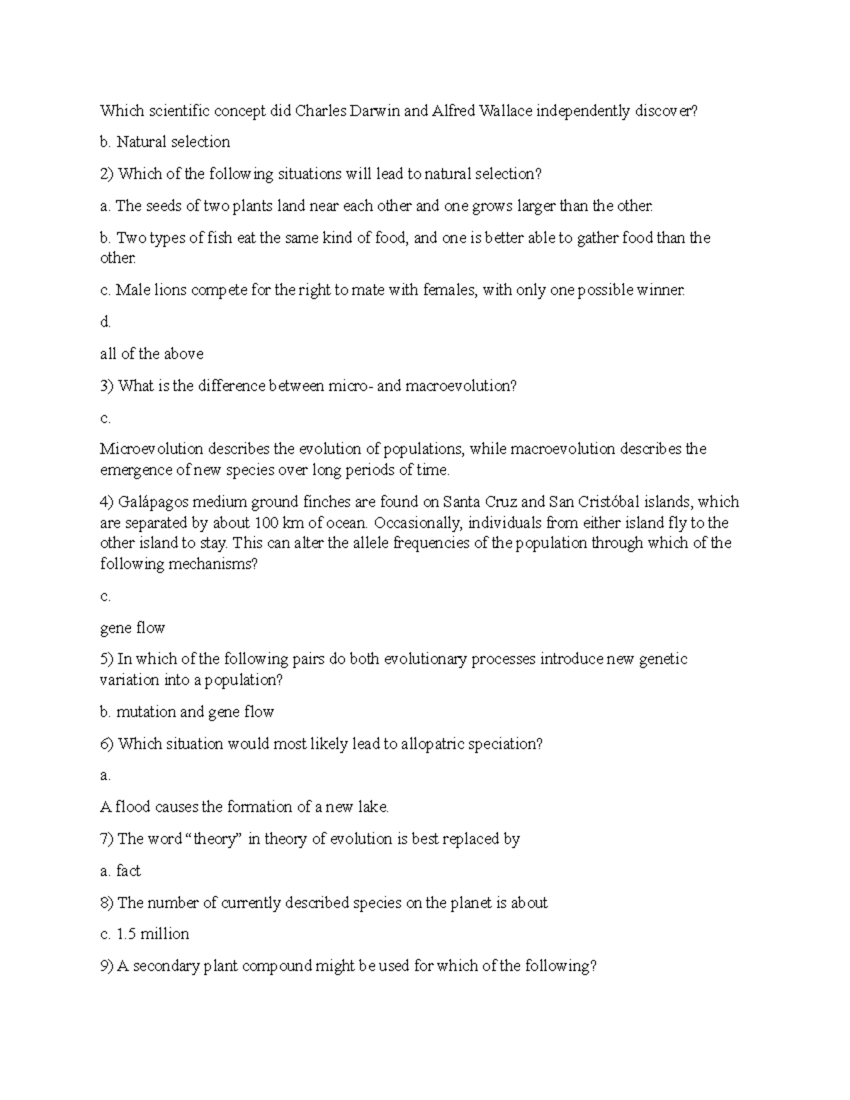 Self-Quiz Unit 3 Environmental Sciences - Which scientific concept did ...