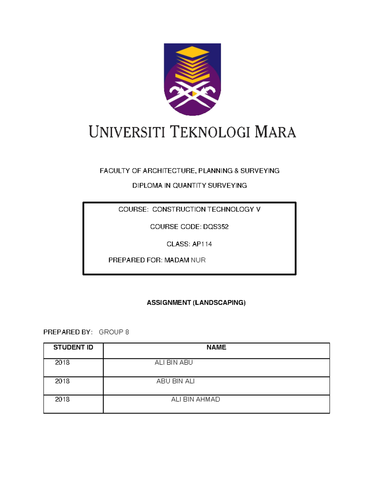 Report Landscaping Group 8 - FACULTY OF ARCHITECTURE, PLANNING ...