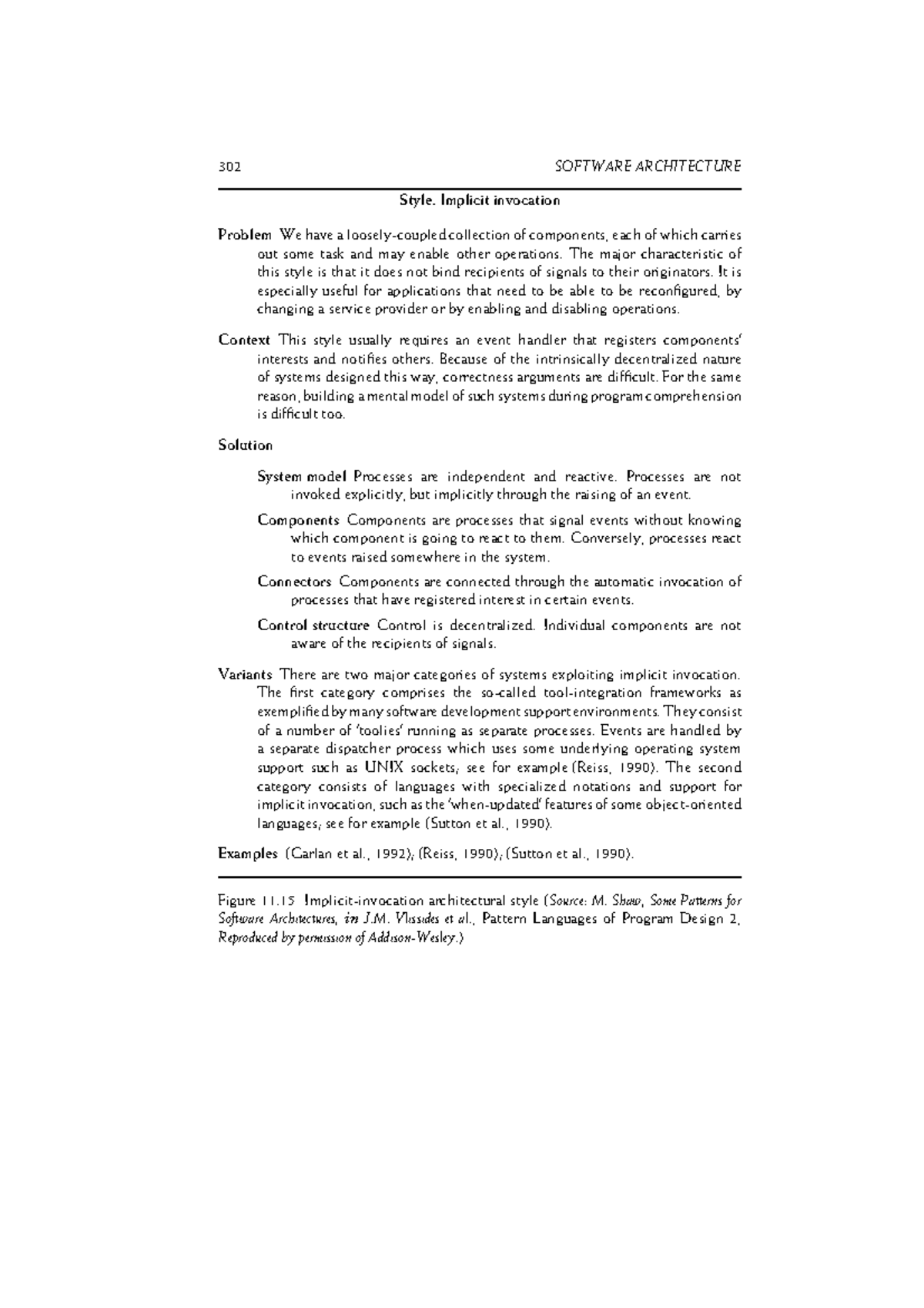 Software Engineering Lecture Notes 76 302 Software Architecture Style Implicit Invocation