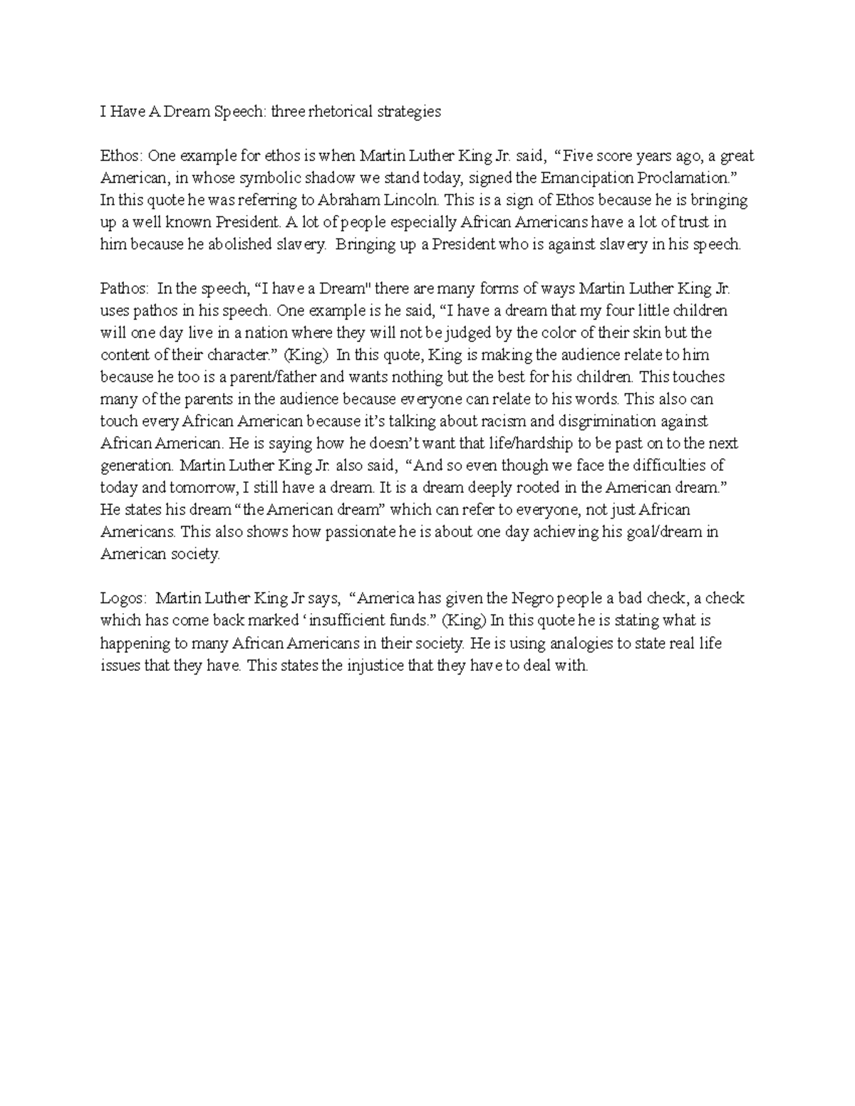 Copy of Emma Diaz - Rhetorical Appeal through MLK's Speech - I Have A ...