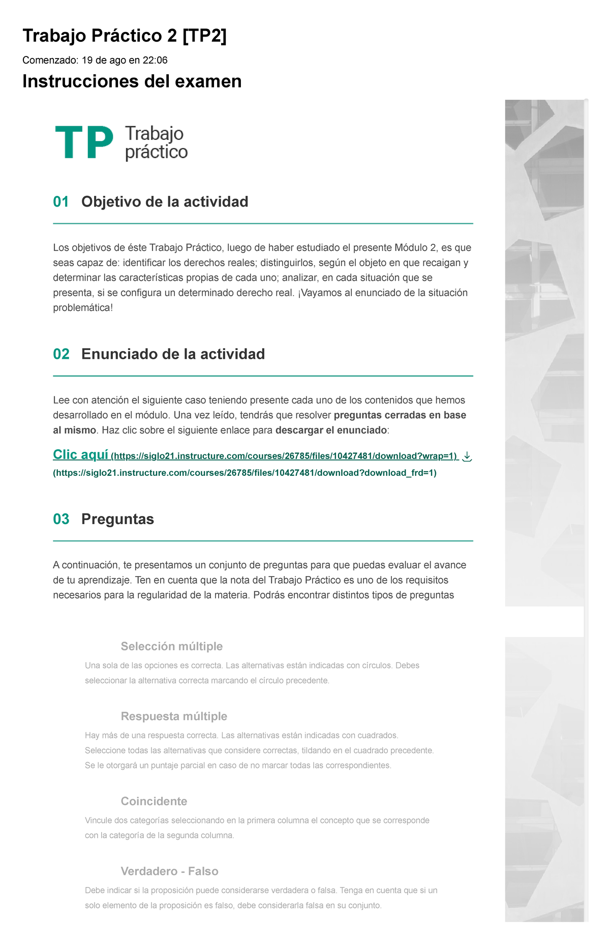 TP 2 - 100% - trabajo practico - Trabajo Práctico 2 [TP2] Comenzado: 19 de ago en 22 ...