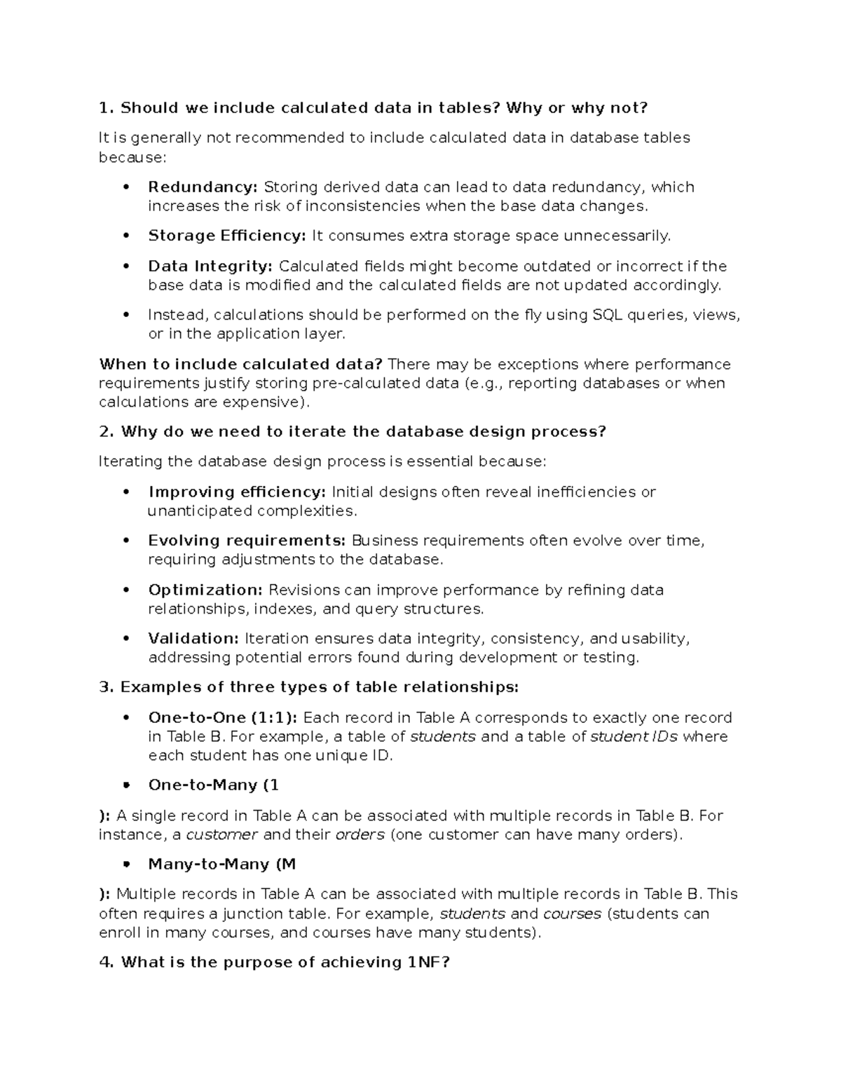 Lec5 - ĐASADASD - 1. Should we include calculated data in tables? Why or why not? It is ...
