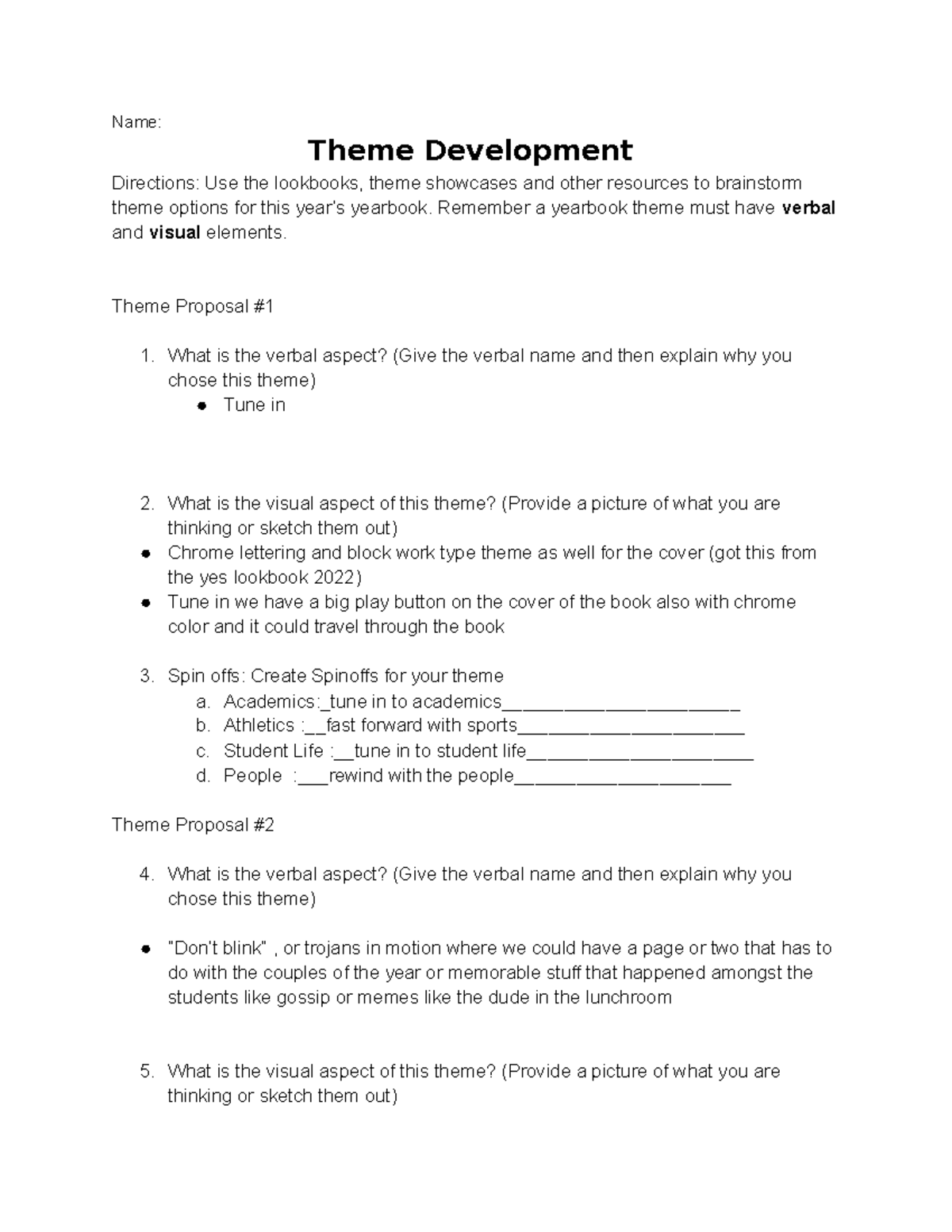 Theme Development - Name: Theme Development Directions: Use the ...