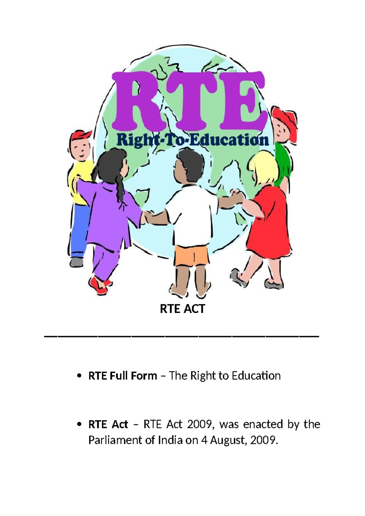 RTE ACT - Summary Law - Law - RTE ACT ...