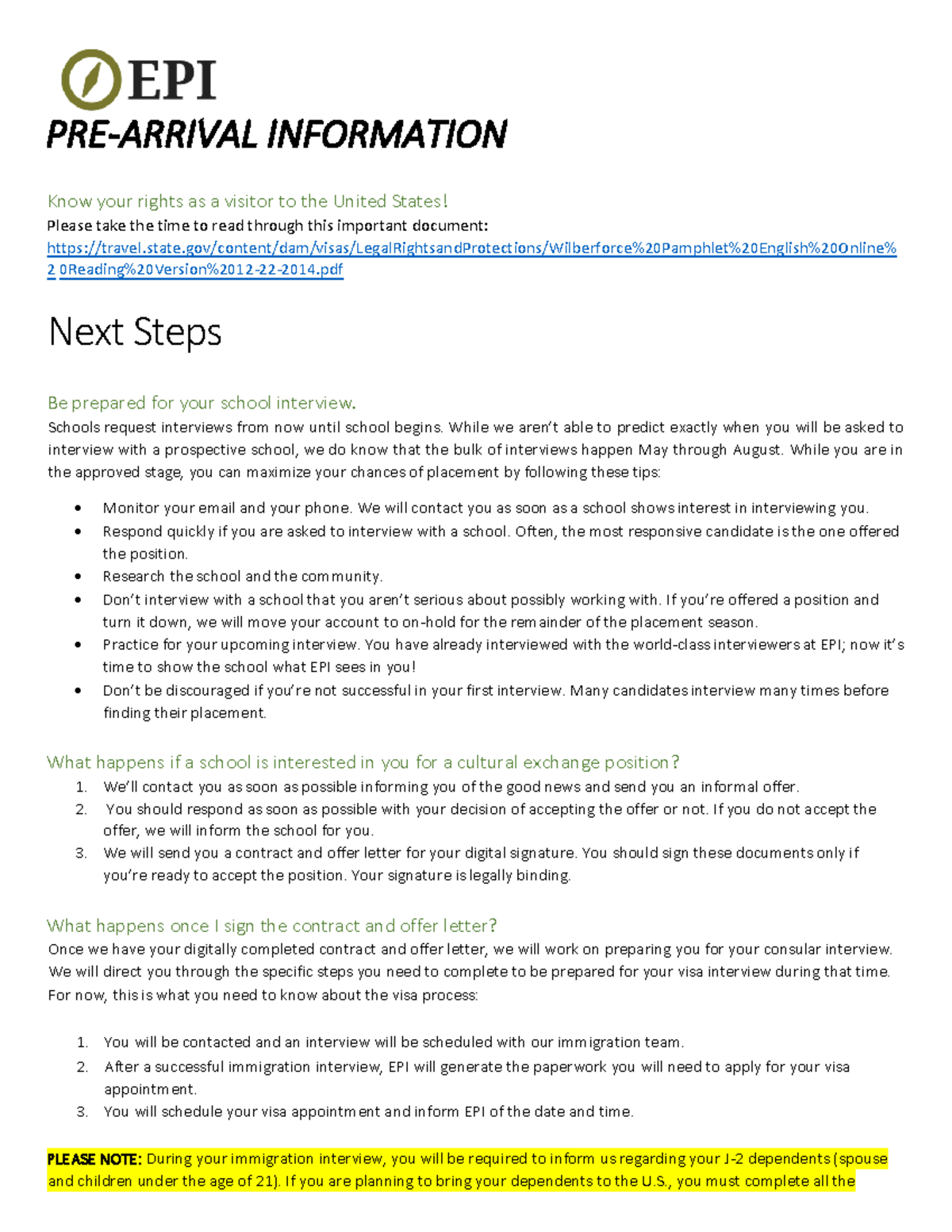 Epi pre arrival info - lecture notes - PRE-ARRIVAL INFORMATION Know ...