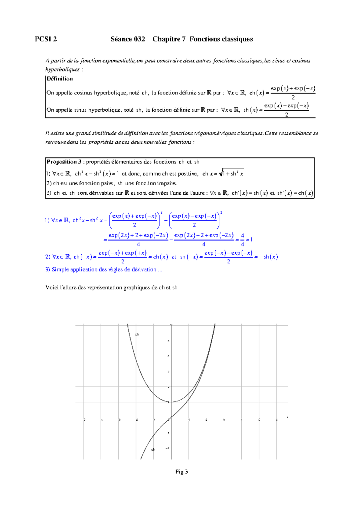 Fonction Classique/Trigo hyperbolique - Fig 3 : On appelle cosinus ...