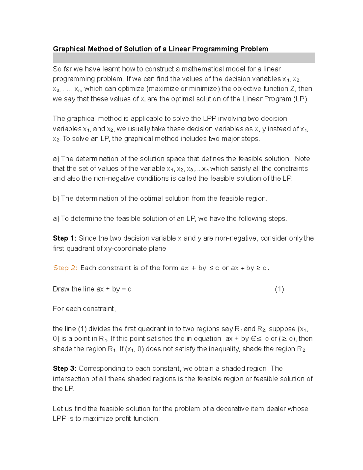 Graphical - Mathematics notes - Graphical Method of Solution of a ...