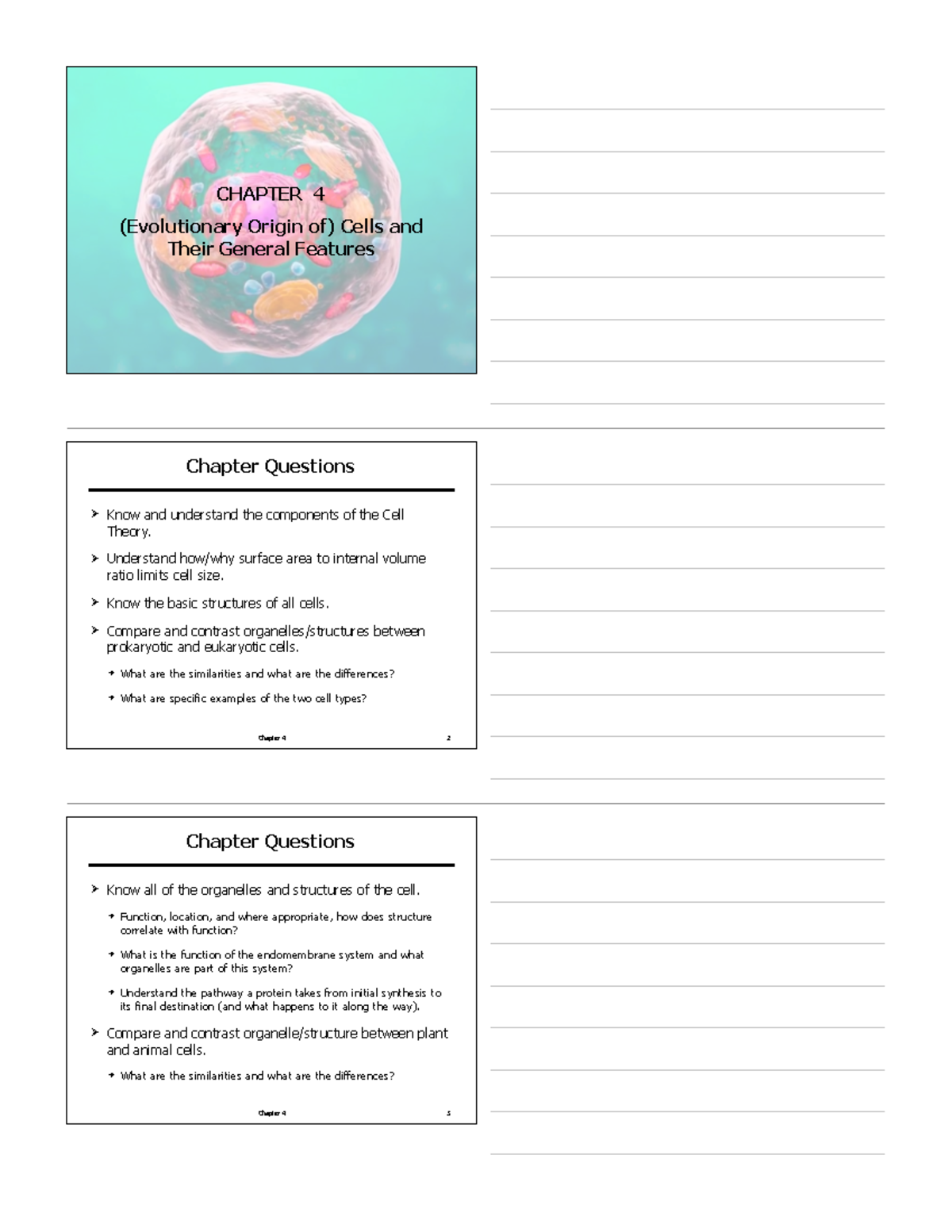 Chapter 4 Lecture Notes - CHAPTER 4 (Evolutionary Origin of) Cells and ...