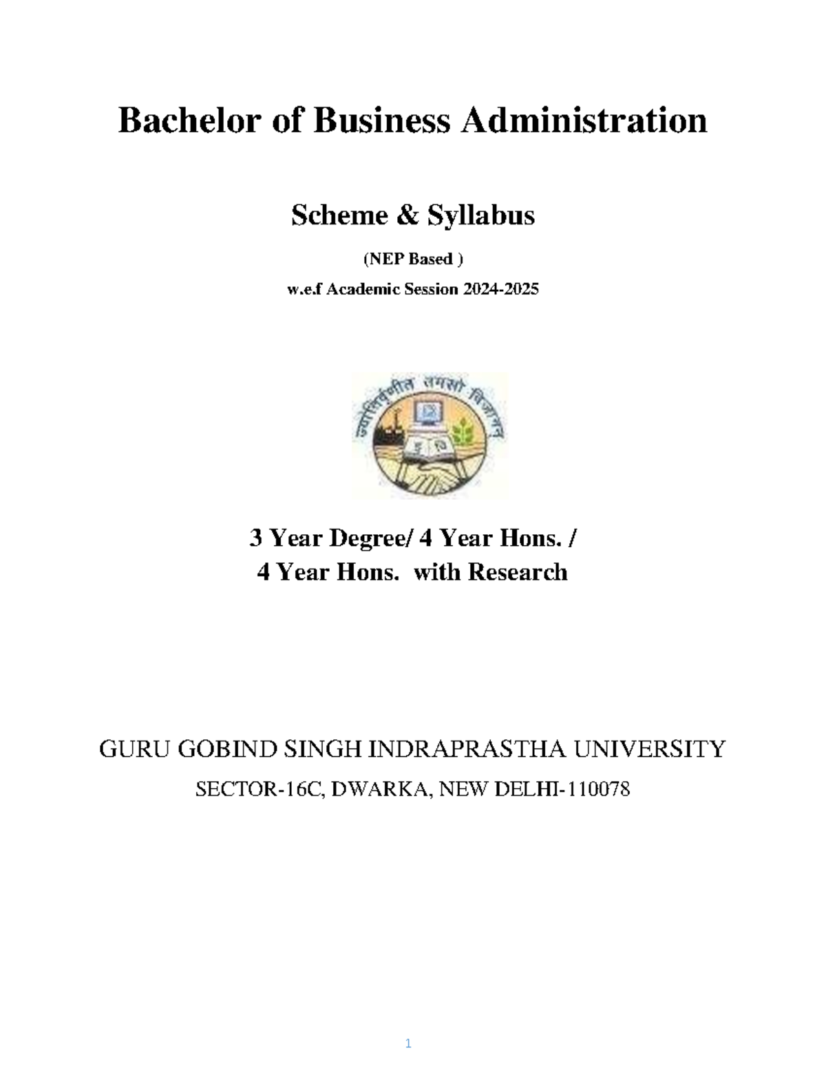 Syll BBA 210824431 - Syllabus - Bachelor of Business Administration ...