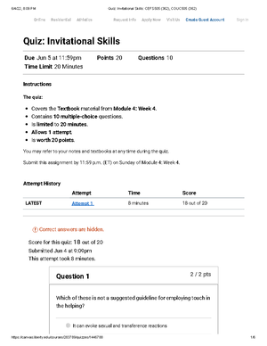 COUC 505 C4 Invitational Skills - COUC 505 Quiz: Invitational Skills 1 ...