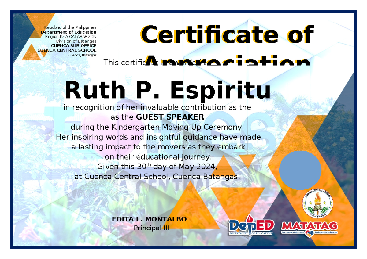 Guest speaker - investing material - This certificate is awarded to in ...