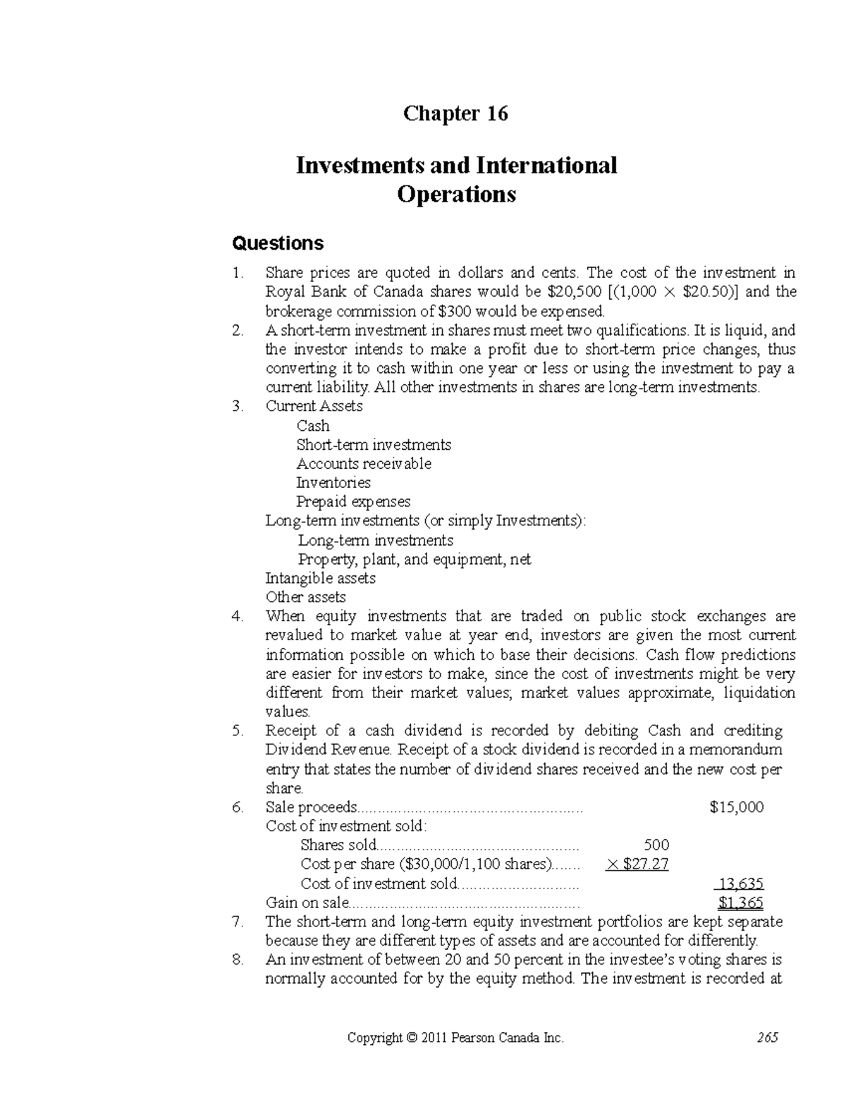 Chapter 16A Answers - Chapter 16 Investments and International ...