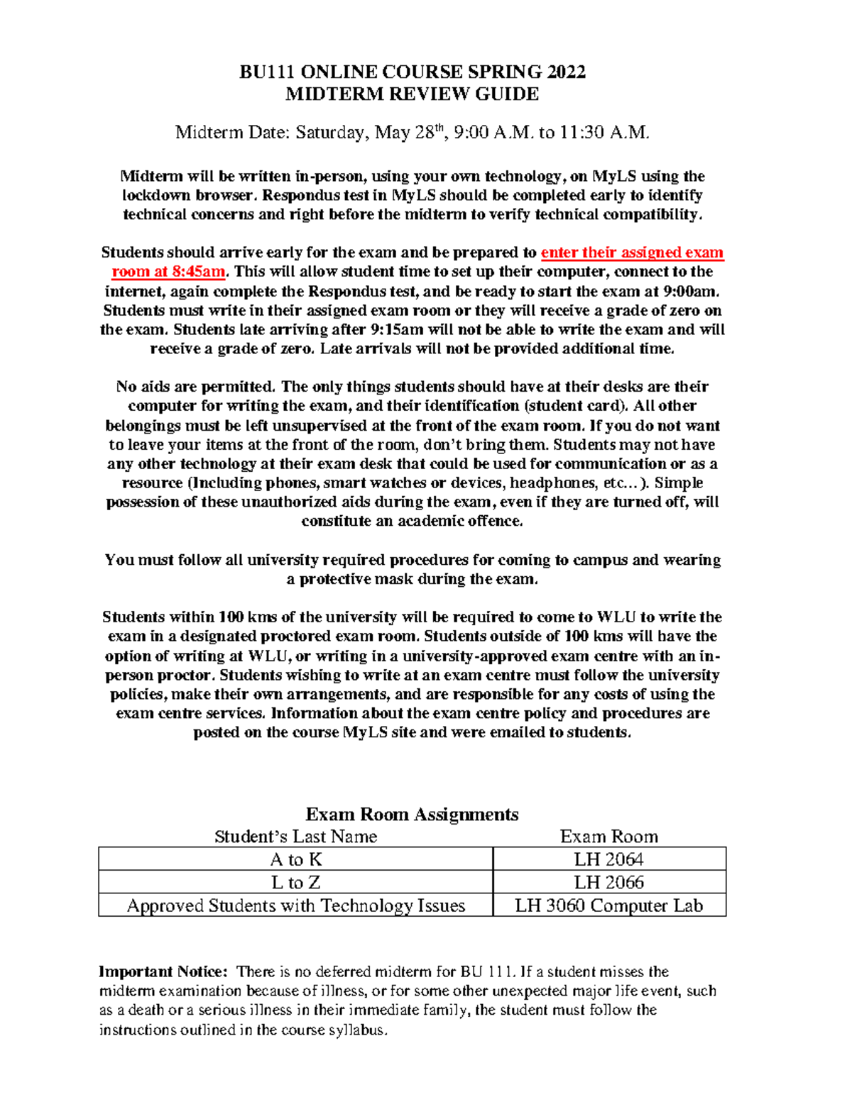 BU111 OC S22 Midterm Review Guide - BU111 ONLINE COURSE SPRING 2022 ...