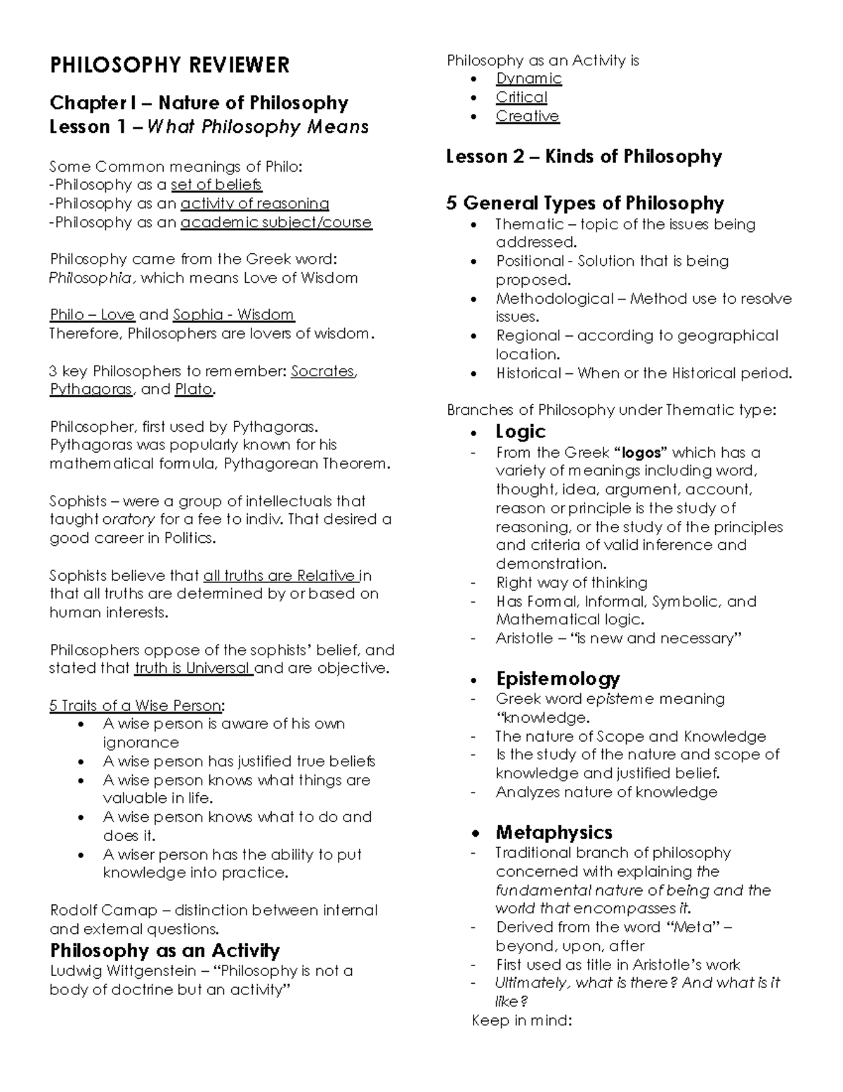 Reviewer In The Introduction To Philosophy Of The Human Person